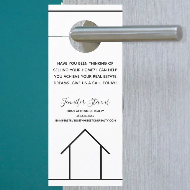 Real Estate Marketing Modern Custom Realtor Door Hanger | Zazzle