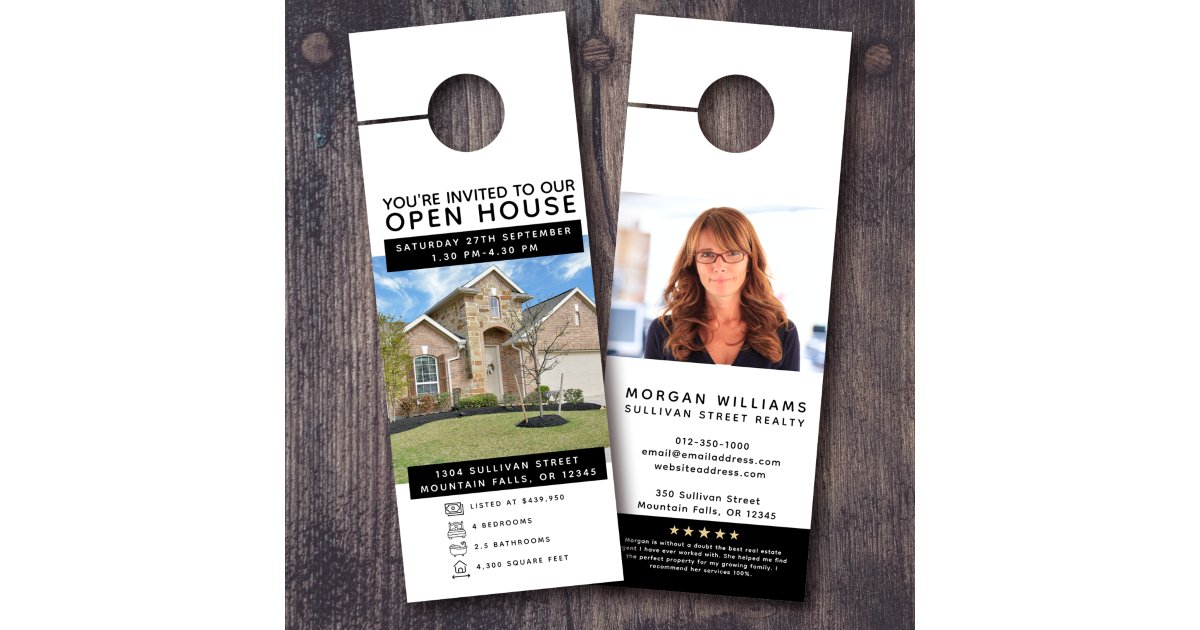 Real Estate Marketing Open House Door Hanger | Zazzle