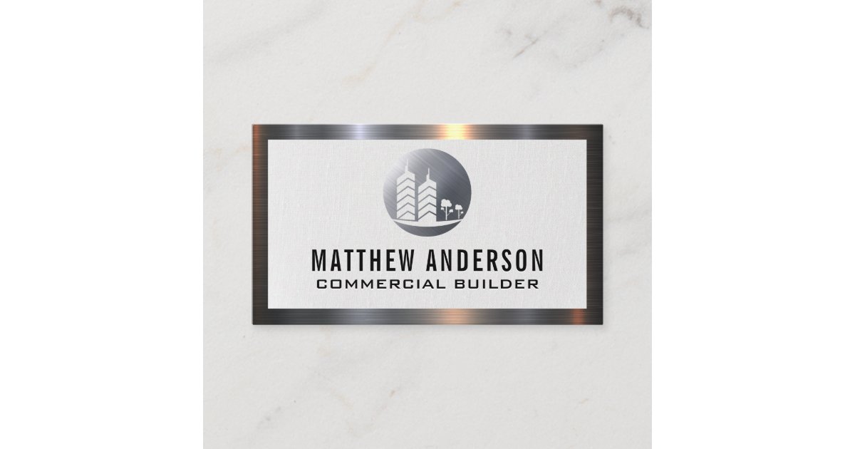 Real Estate Metal Logo | Metal Trim Business Card | Zazzle