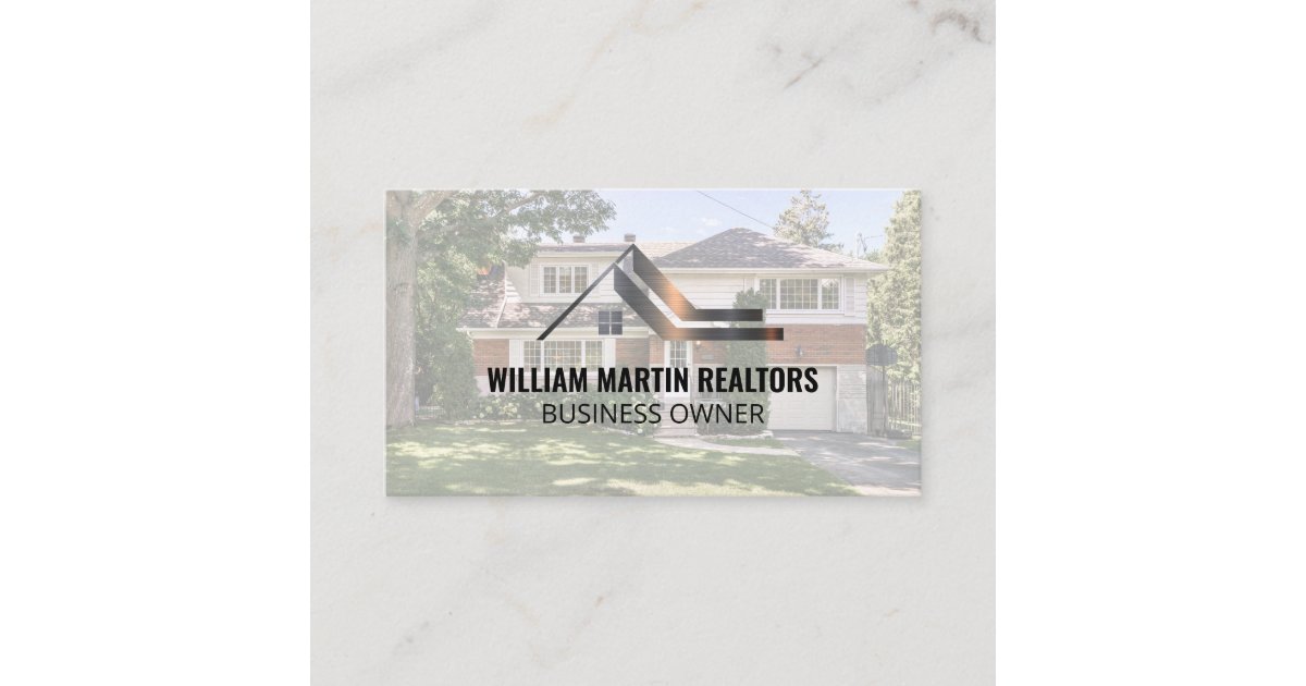 Real Estate Metal Logo | Neighborhood Home Business Card | Zazzle
