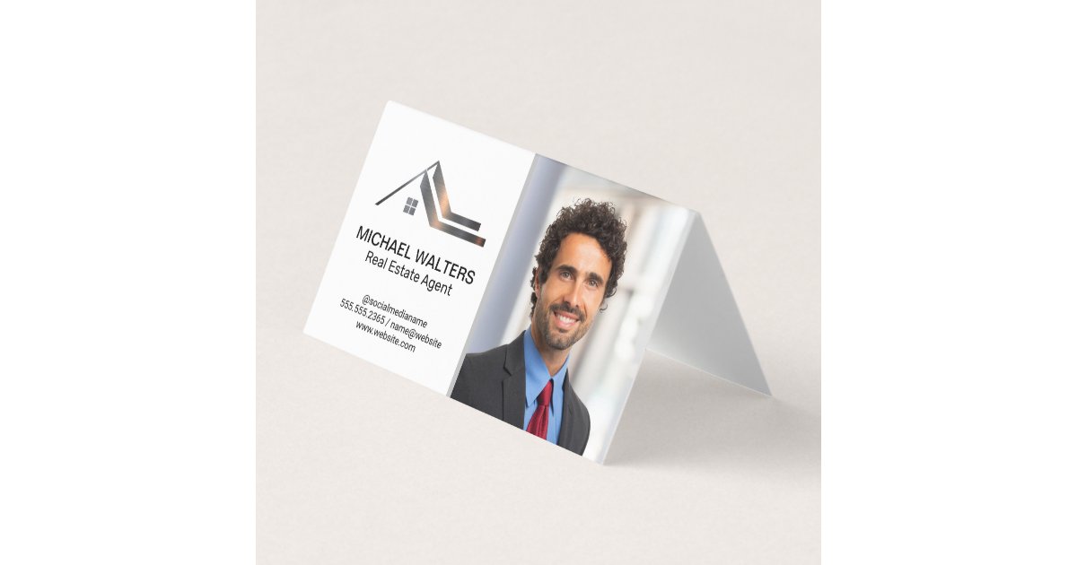 Real Estate Metallic Logo | Business Man Card | Zazzle