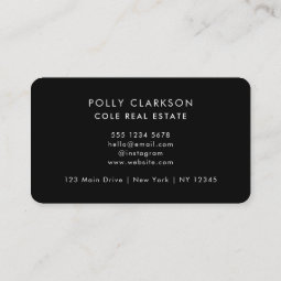 Real Estate | Modern Black Listing Agent Realtor Business Card | Zazzle