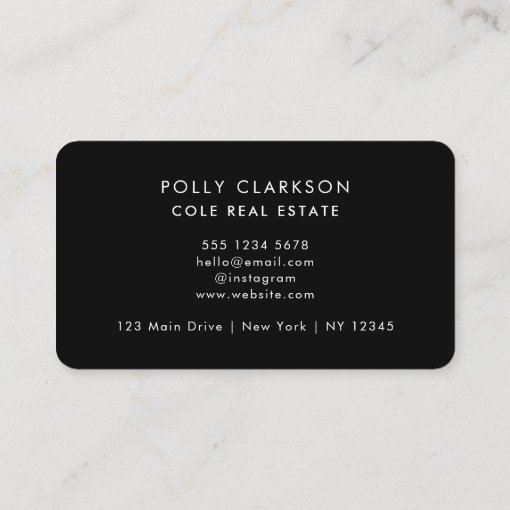 Real Estate | Modern Black Listing Agent Realtor Business Card | Zazzle