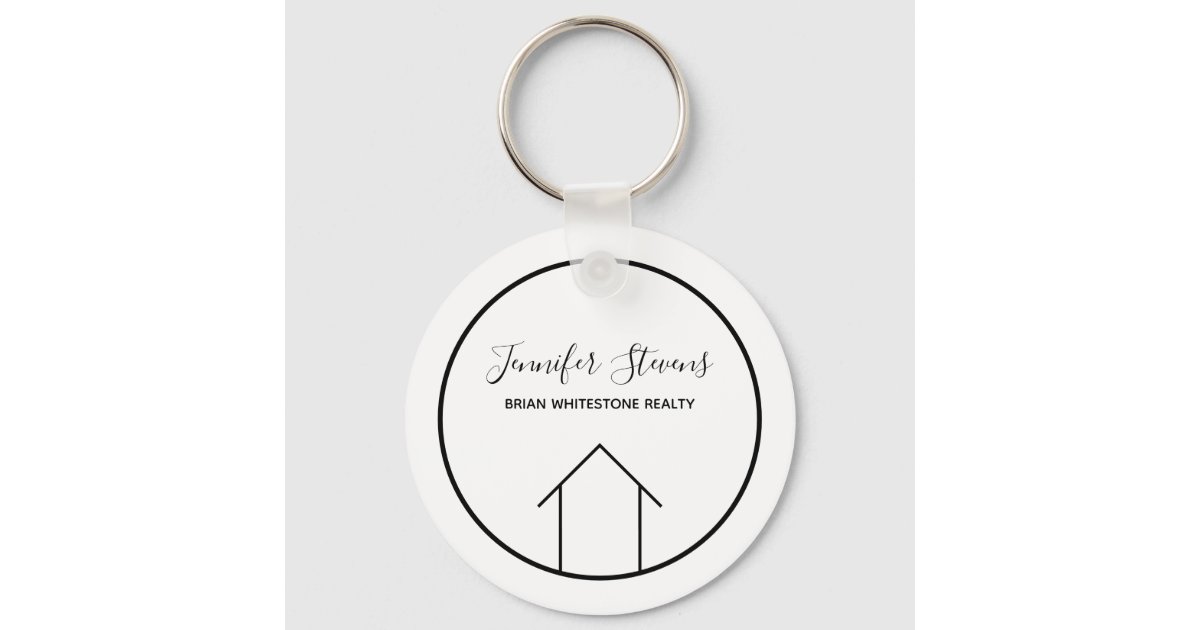 Real Estate Modern Chic Custom Realtor House Keychain | Zazzle