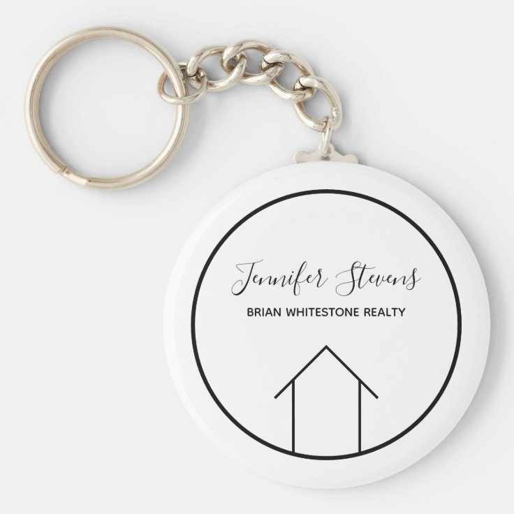Real Estate Modern Chic Custom Realtor House Keychain | Zazzle