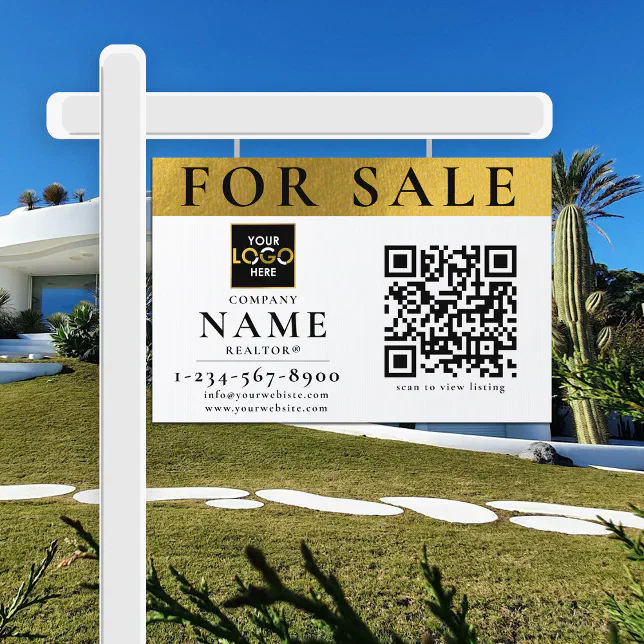 Real Estate Modern For Sale Sold QR Code Sign | Zazzle