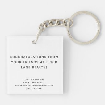 Real Estate New Homeowner Congratulations Keychain | Zazzle