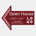 Real Estate Open House Burgandy Arrow Yard Sign | Zazzle