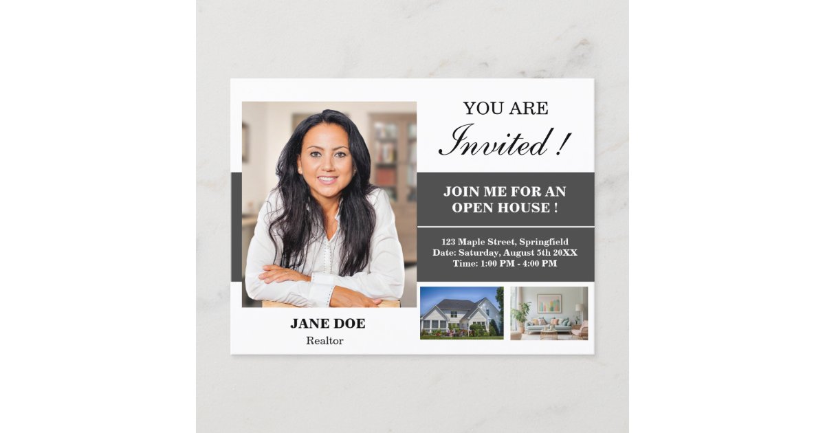 Real Estate Open House Invitation Postcard | Zazzle