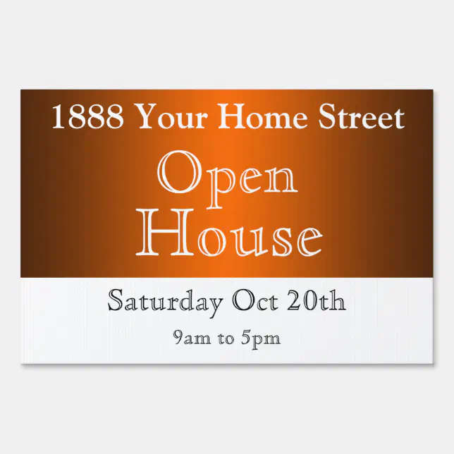 Real Estate Open House Orange Yard Sign | Zazzle