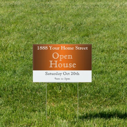 Real Estate Open House Orange Yard Sign | Zazzle