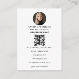 Real Estate Photo Realtor QR Code Front Door Business Card | Zazzle