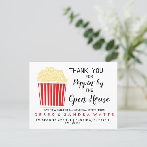 real estate POPCORN open house Announcement Pos Postcard | Zazzle