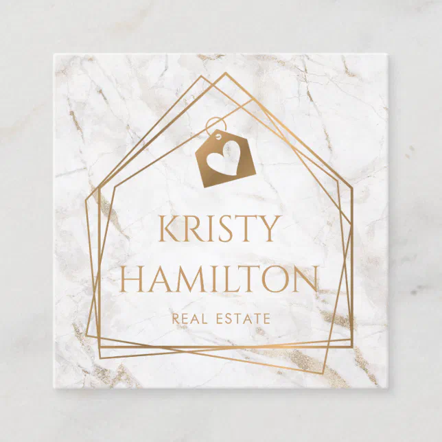 real estate professional house realtor gold square business card | Zazzle