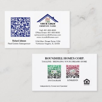 Real Estate Professional Logo QR Code Business Card | Zazzle