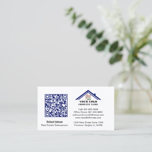 Real Estate Professional Logo QR Code Business Card | Zazzle