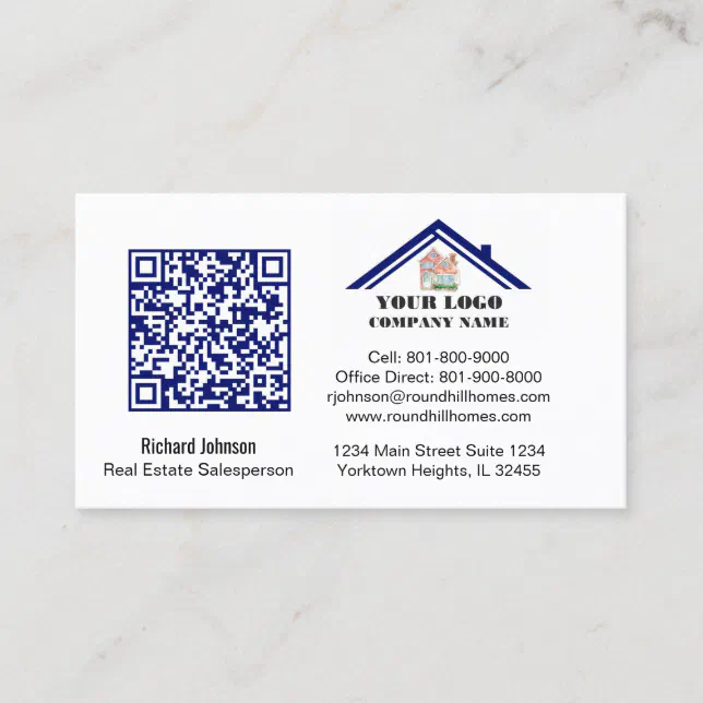 Real Estate Professional Logo QR Code Business Card | Zazzle