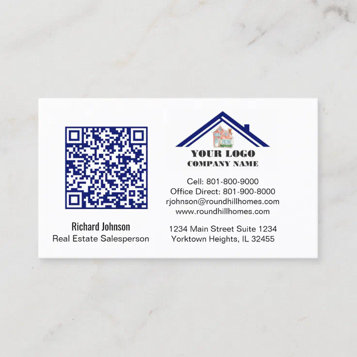 Real Estate Professional Logo QR Code Business Card | Zazzle