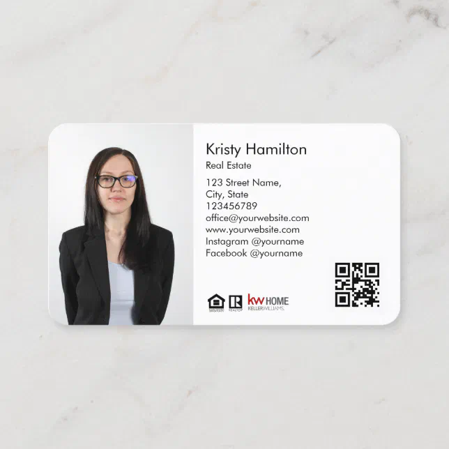 real estate professional realtor add photo QR code Business Card | Zazzle
