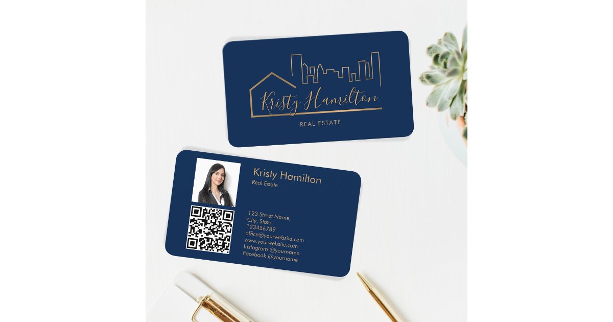 real estate professional realtor add photo QR code Business Card | Zazzle