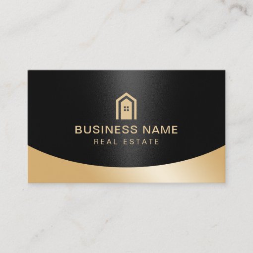 Real Estate Realtor Black & Gold Custom House Logo Business Card | Zazzle