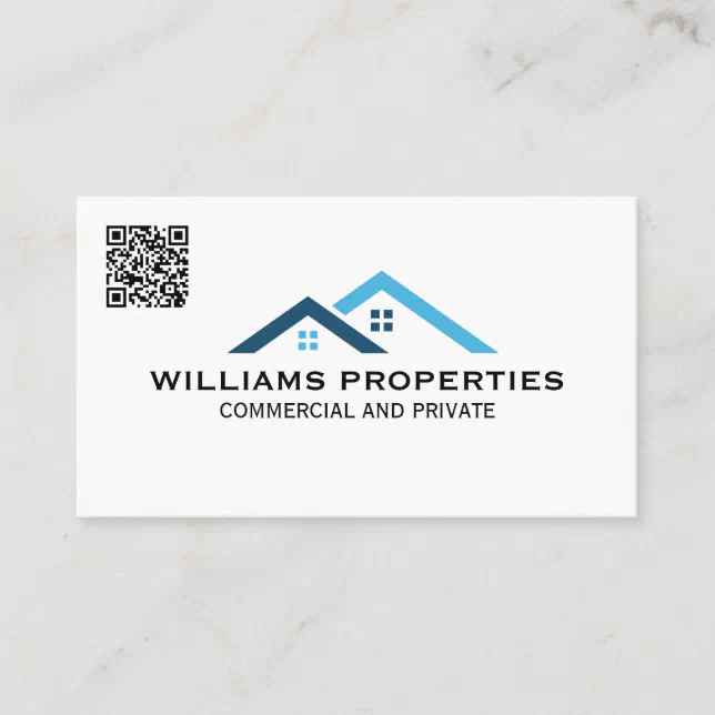 Real Estate | Roof Top Logo | QR Code Business Card | Zazzle