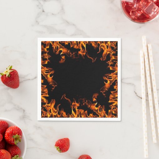 real fire flame napkins orange yellow black | Zazzle