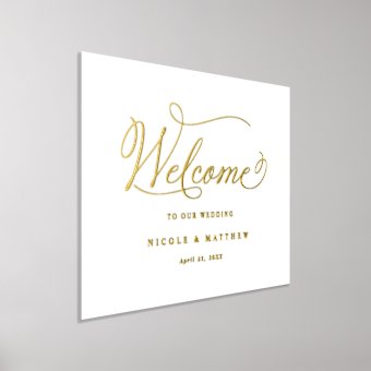 Real Foil Elegant Calligraphy Wedding Welcome Sign | Zazzle
