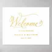 Real Foil Elegant Calligraphy Wedding Welcome Sign | Zazzle