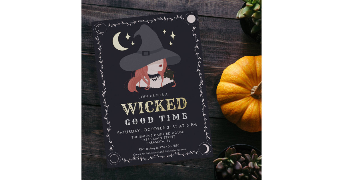 Real Foil Wicked Witch Halloween Party Invitation | Zazzle