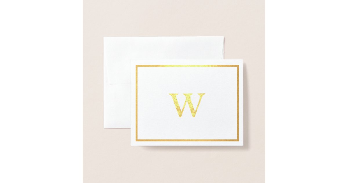 Real Gold Foil Monogram Note Cards | Zazzle