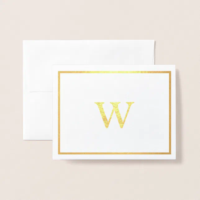 Real Gold Foil Monogram Note Cards | Zazzle
