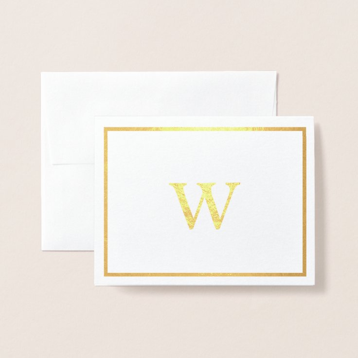 Real Gold Foil Monogram Note Cards | Zazzle