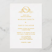 Real Golden Metal Emblem Wedding Invitation Foil Invitation | Zazzle