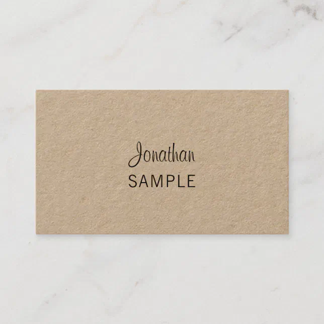 Real Kraft Paper Elegant Script Modern Unique Fine Business Card | Zazzle