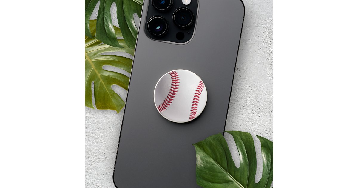 Real Looking Baseball Leather Red Stitch Pattern PopSocket | Zazzle