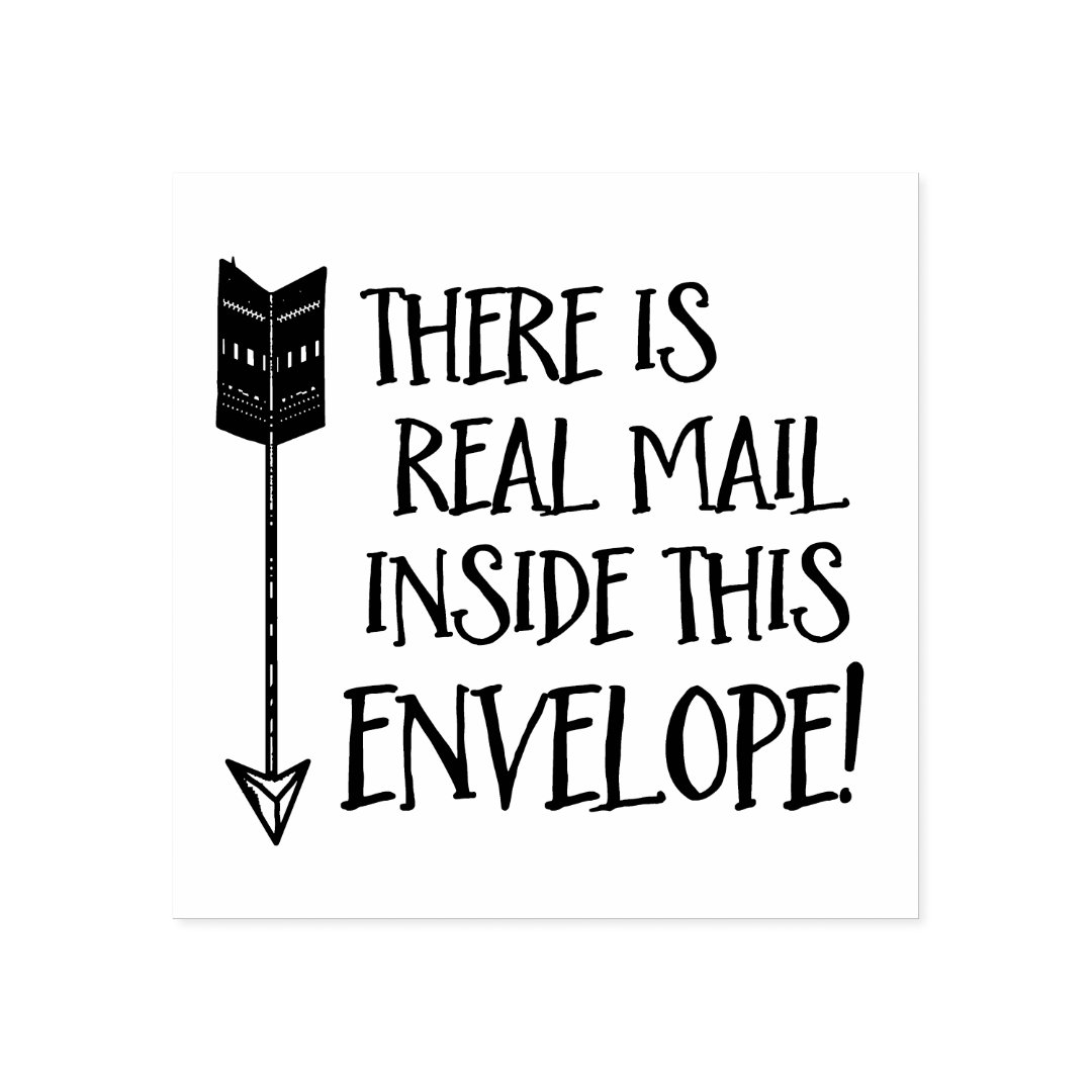 Real Mail Inside Envelope Art Rubber Stamp | Zazzle