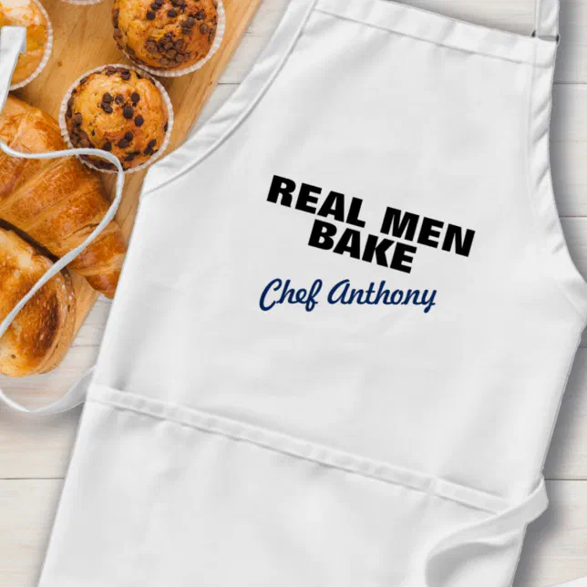 Real Men Bake Personalized Standard Apron | Zazzle