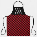 Real Men Bake | Red Plaid Pattern Apron | Zazzle
