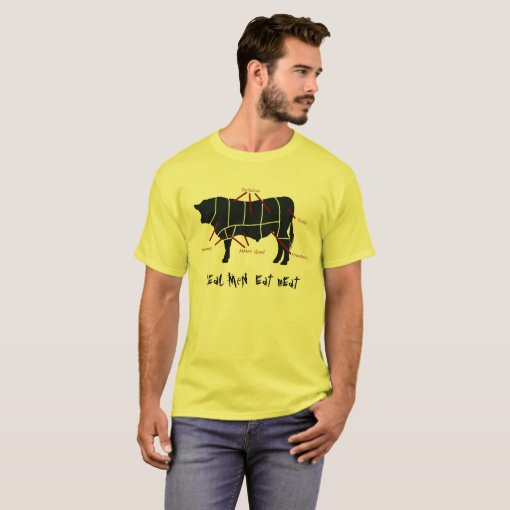 Real Men Eat Meat! Funny Beef Cuts Butcher Chart T-Shirt | Zazzle