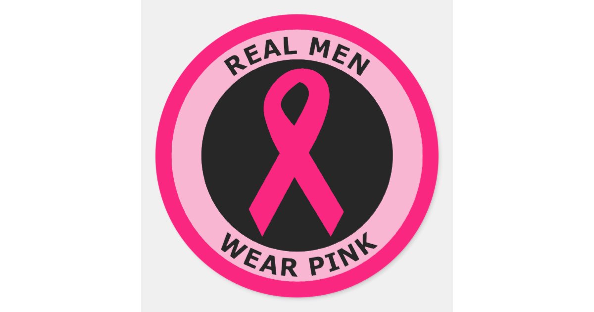 REAL MEN WEAR PINK CLASSIC ROUND STICKER | Zazzle