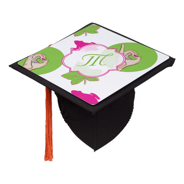 Real Pretty pink and green Graduation Cap Topper | Zazzle