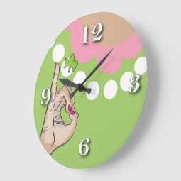 Real Pretty Pink illustration Large Clock | Zazzle