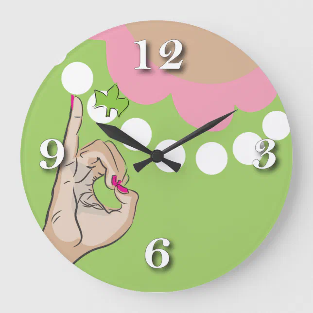 Real Pretty Pink illustration Large Clock | Zazzle