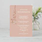 Real Rose Gold Foil Modern Font Wedding Menu Card | Zazzle
