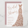 Real Rose Gold Gown Bridal Shower Foil Invitation | Zazzle