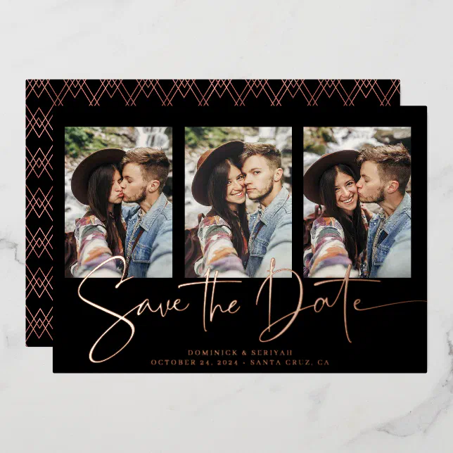 Real Rose Gold Handwritten Save the Date Foil Invitation | Zazzle