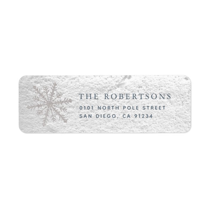 Real Snow & Silver Snowflake Address Label | Zazzle.com