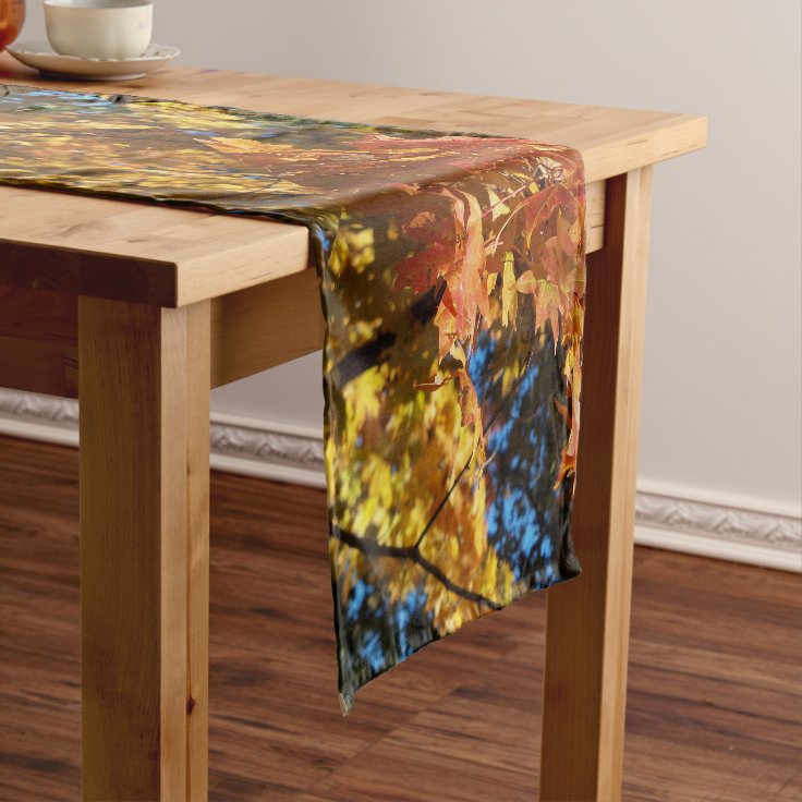 Real Trees Autumn Leaves Table Runner | Zazzle