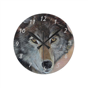 Wall clock WOLF Eye's WALL CLOCK Custom Made Home Décor Home & Living ...